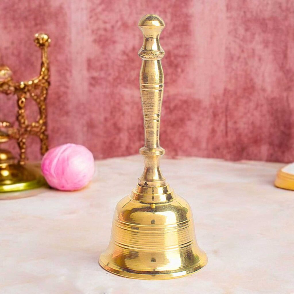 Brass Round Linning Puja Bell - Mandir Mart Online